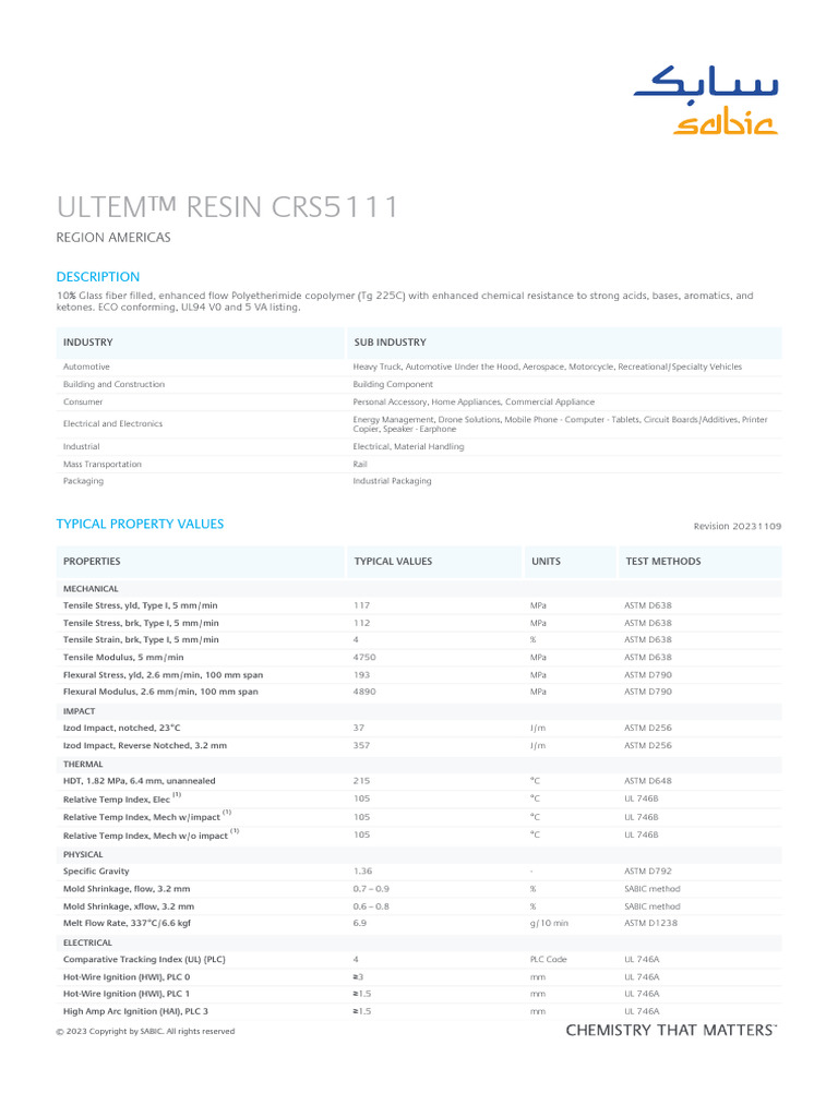 ULTEM™ Resin - CRS5111 - Americas - Technical - Data - Sheet | PDF ...