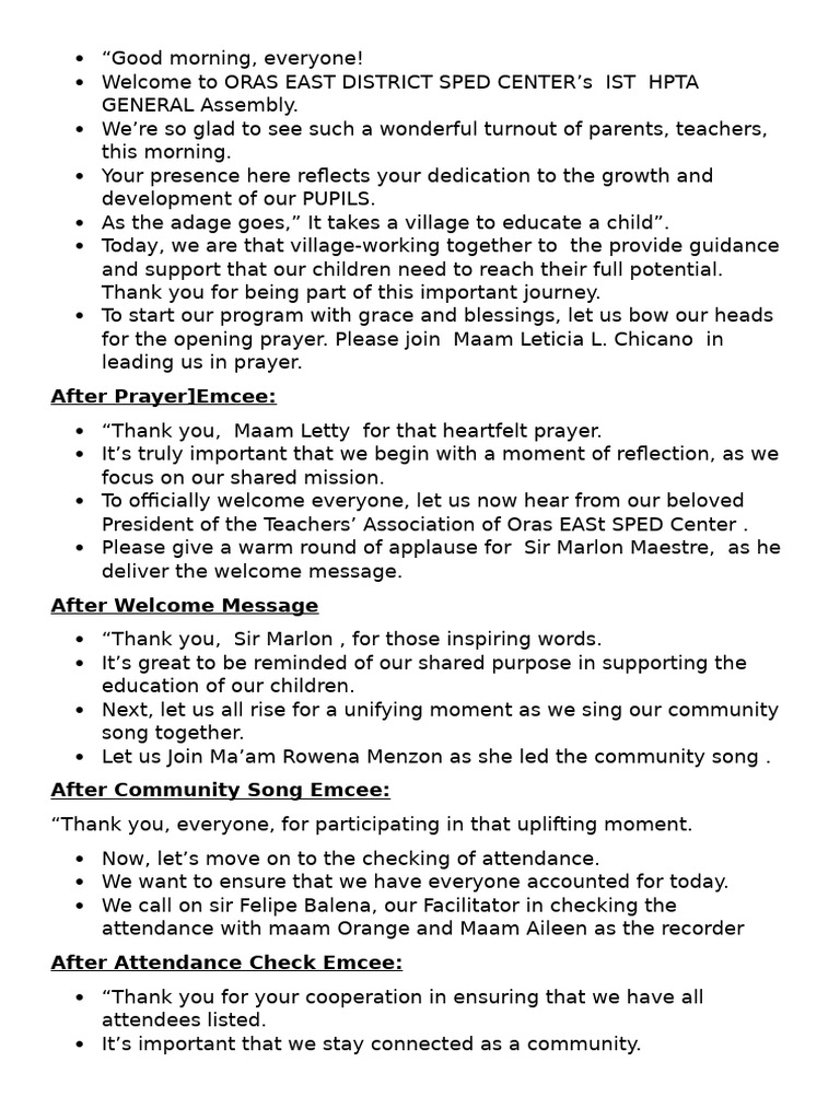 emccee script for PTA | PDF