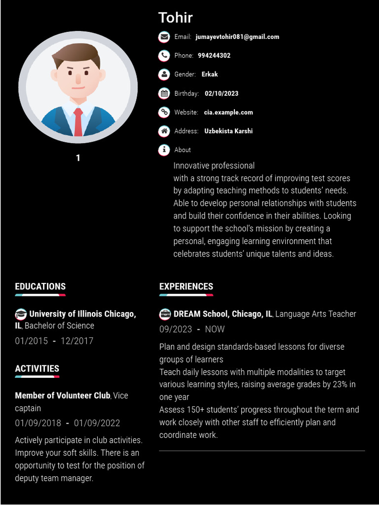 CV_20-10-2023_1697776076511 | PDF | Teachers | Pedagogy