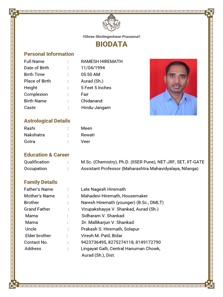 Ramesh bio data | PDF