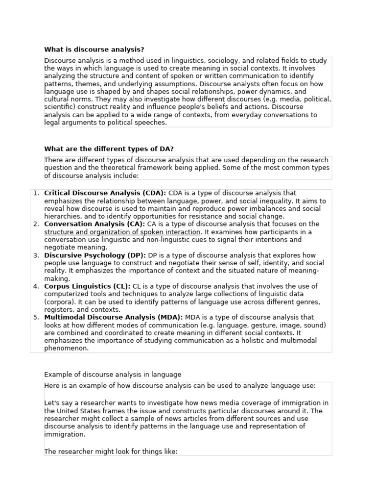 Discourse Analysis | PDF | Discourse | Linguistics