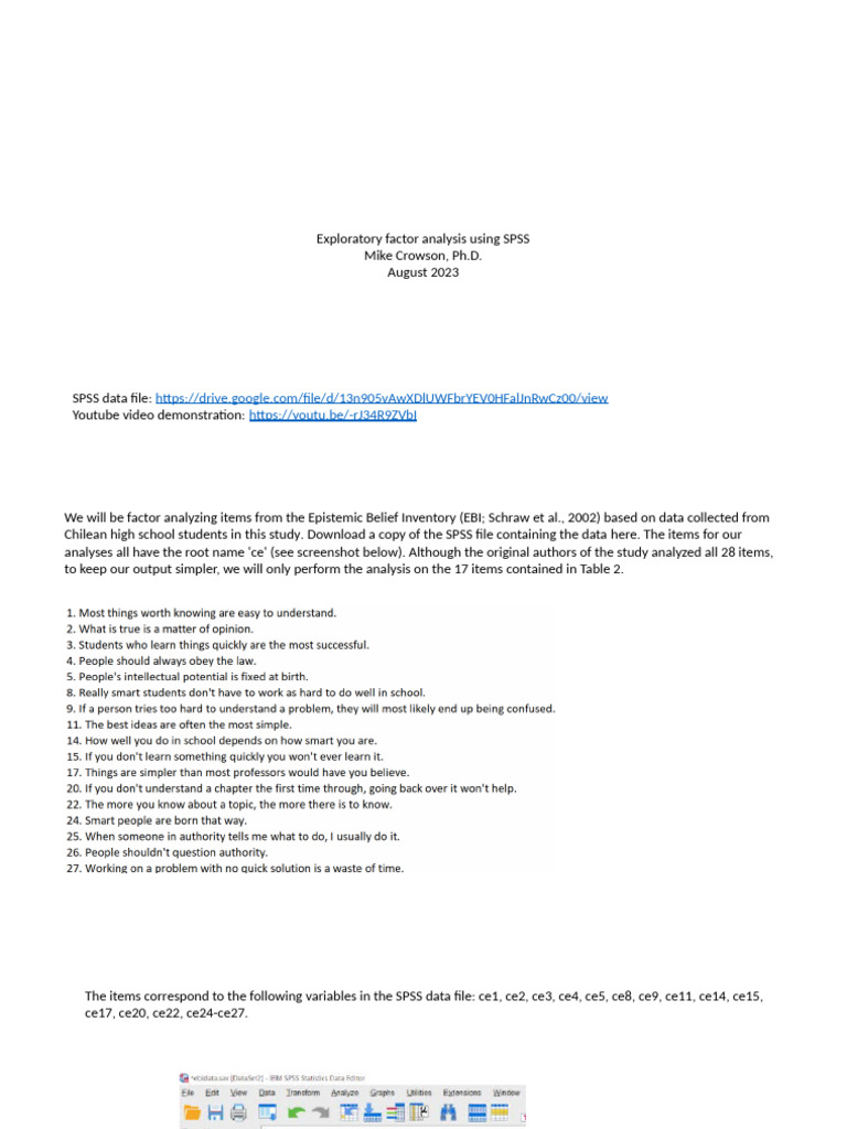 Exploratory Factor Analysis Using SPSS 2023 | PDF | Matrix (Mathematics) | Factor Analysis