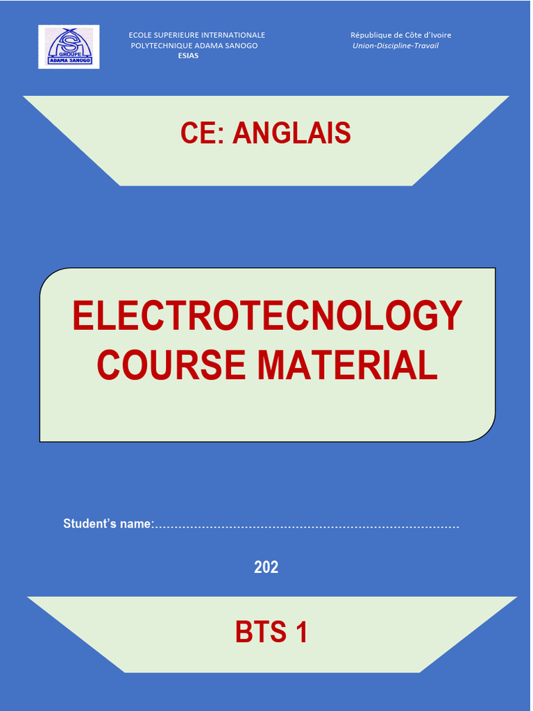 Support de Cours Final Ang BTS1 Elt 2024-2025 | PDF | Computer Monitor | Computer Data Storage