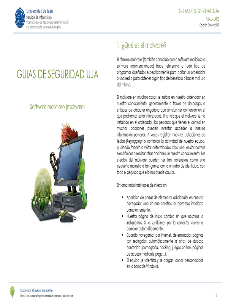Triptico de Seguridad UJA - 3. Malware | PDF | Malware | Guerra cibernética
