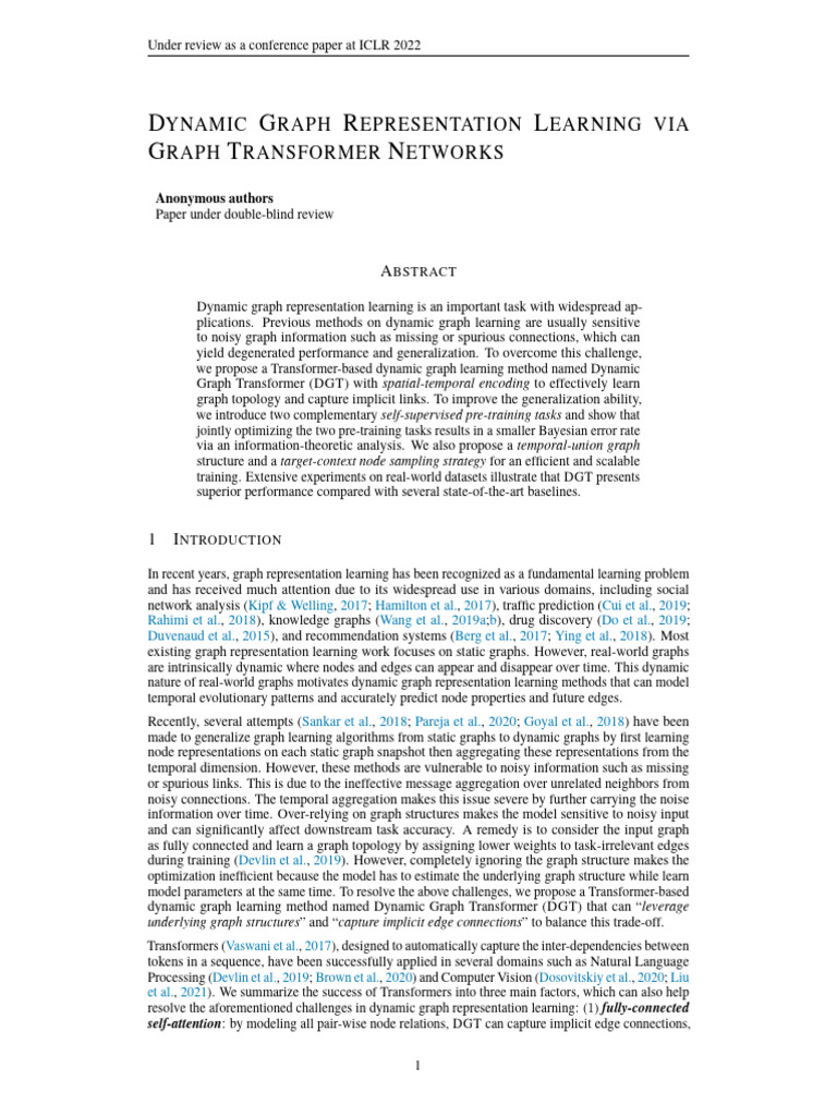 Dynamic Graph Representation Learning Via Graph Transformer Networks