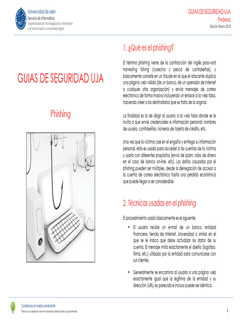 Triptico de Seguridad UJA - 2. Phishing | PDF | Suplantación de identidad | Contraseña