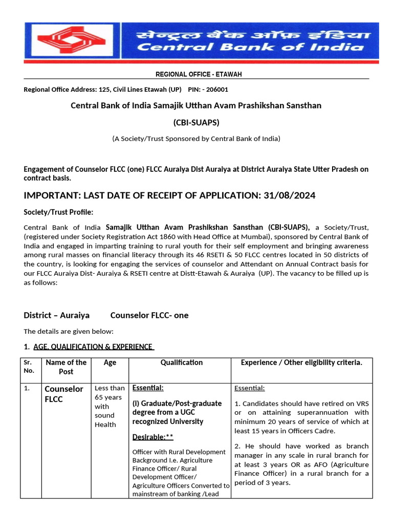 Application For FLCC Counselor 1ST | PDF | Pension