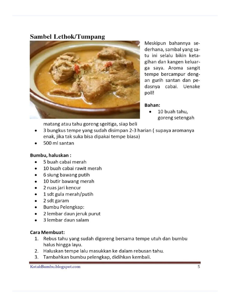 Sambal Lethok (Tumpang) | PDF