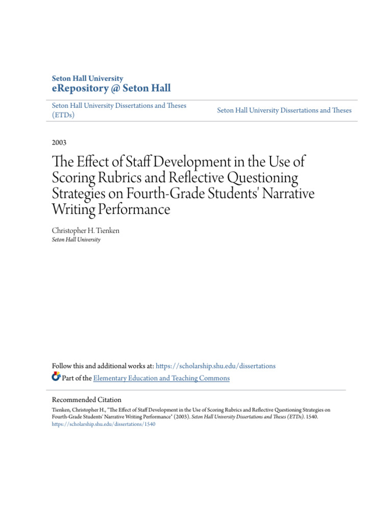 The Effect of Staff Development in The Use of Scoring Rubrics and ...