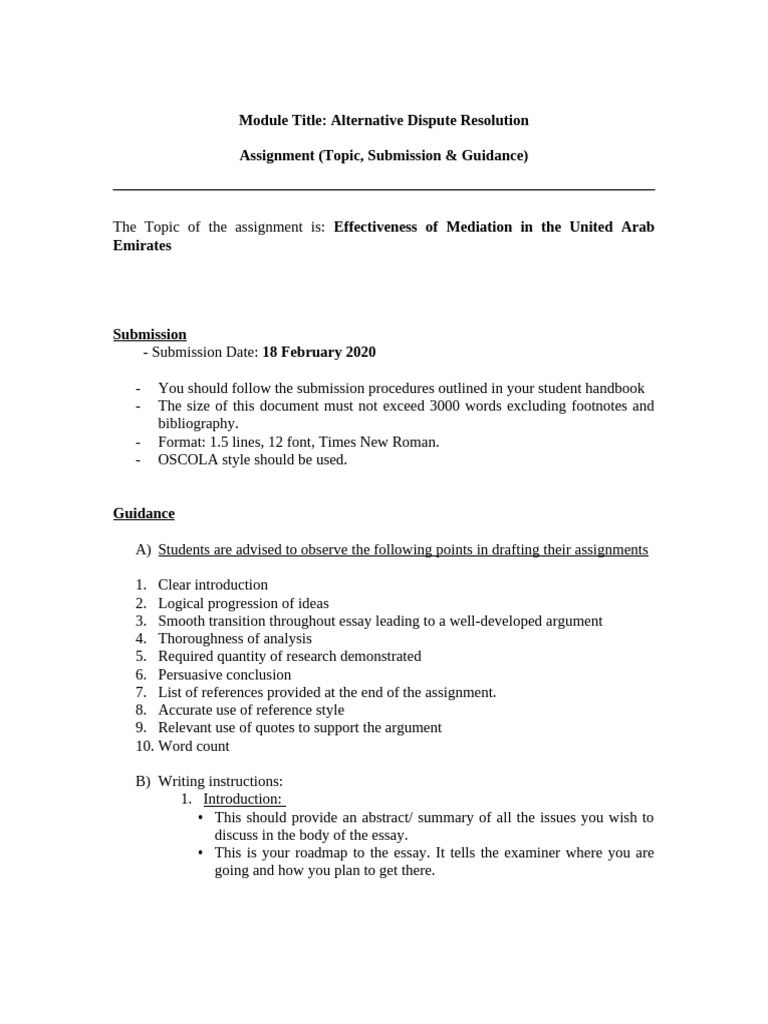 ADR - Assignment Topic - January 2021 | PDF | Essays | Alternative Dispute Resolution