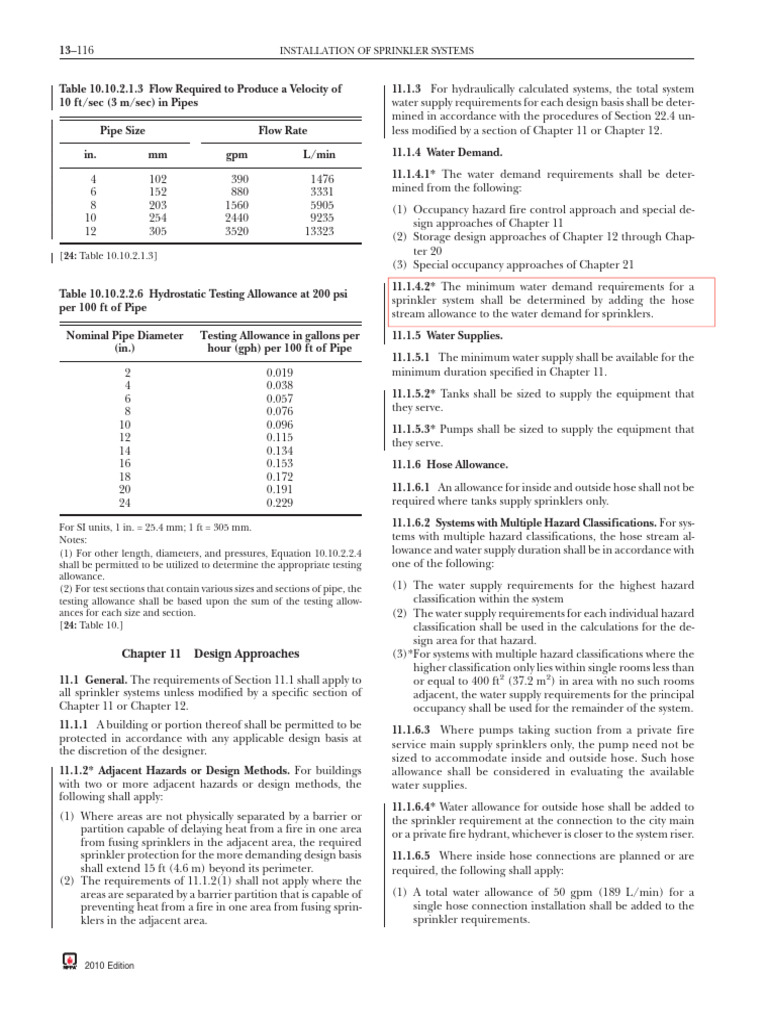 Nfpa 13(2010)_sprinkler System-page 116 | PDF | Fire Sprinkler System ...