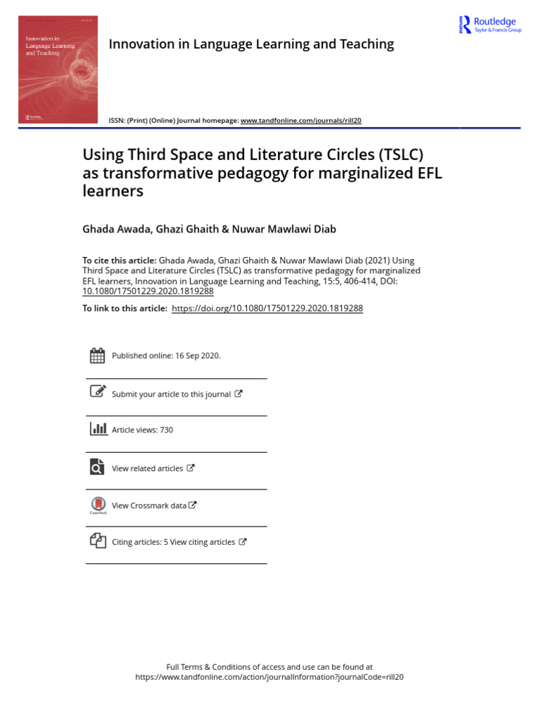 Using Third Space and Literature Circles TSLC As Transformative ...