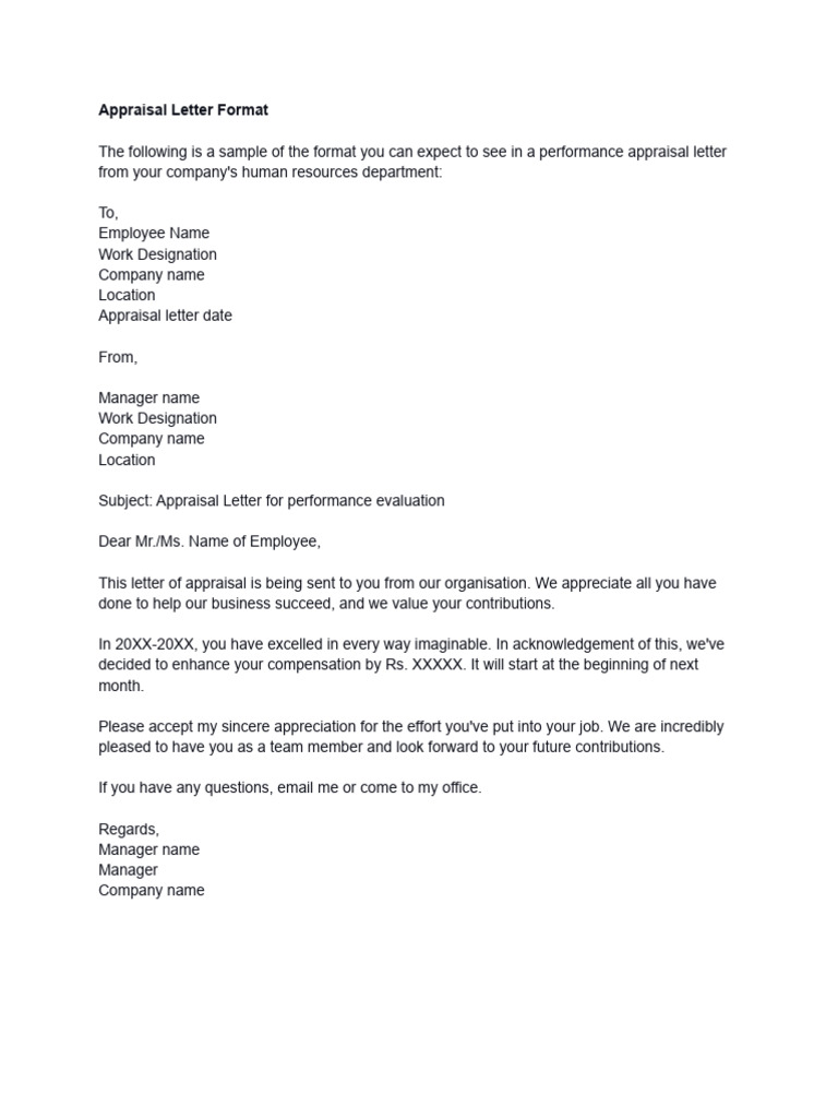 Appraisal Letter PDF | PDF