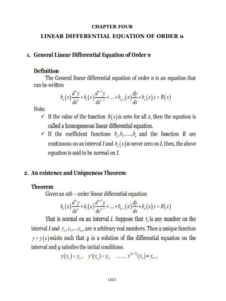 Chapter 4 Diff. Equations | PDF