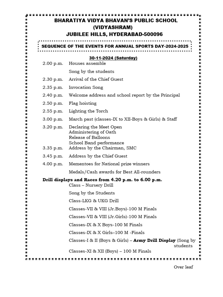 Sports Day - Programme Sheet | PDF