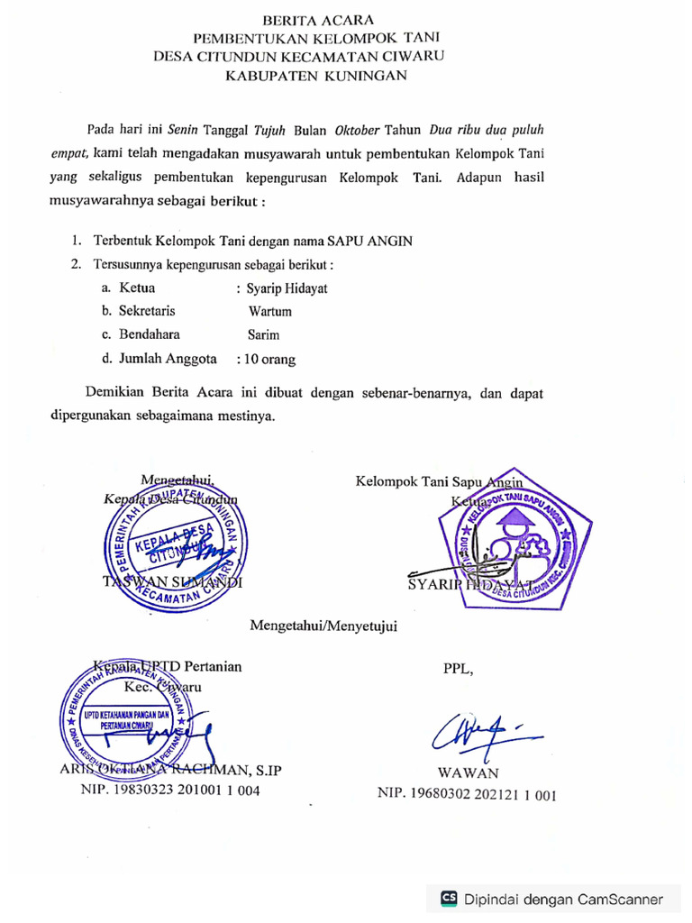 Berita Acara Pembentukan Kelompok Tani | PDF