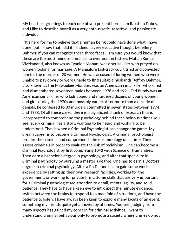 Criminal Psychologist | PDF | Serial Killer | Crimes