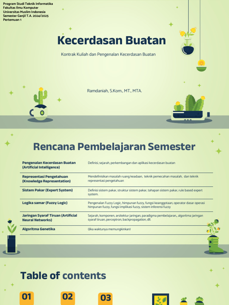 Pertemuan 1 - Kontrak Kuliah Dan Pengenalan Artificial Intelligence | PDF