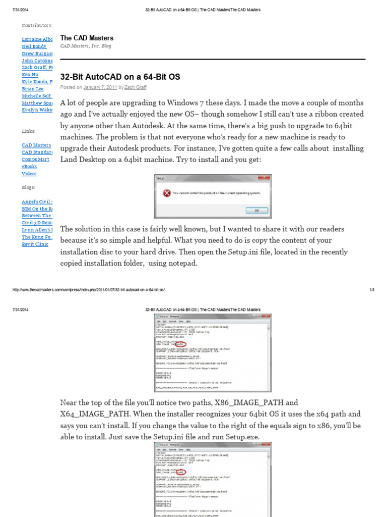 32-Bit AutoCAD On A 64-Bit OS | PDF | Auto Cad | 64 Bit Computing