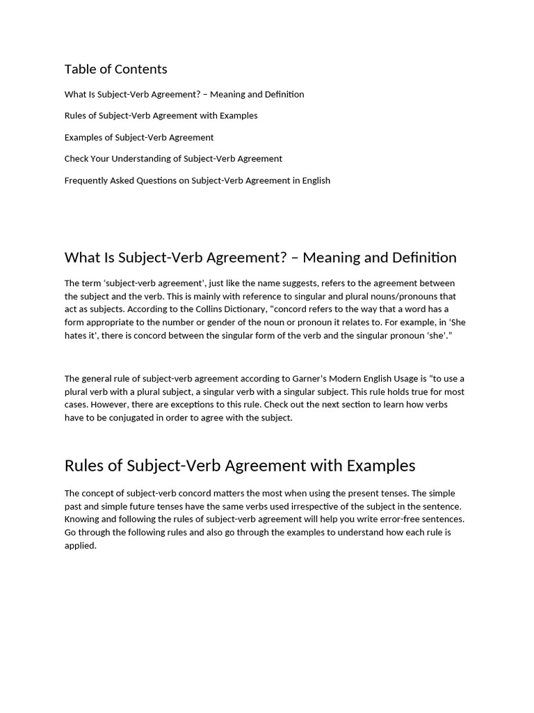 english subject verb agreement | PDF | Verb | Grammatical Number