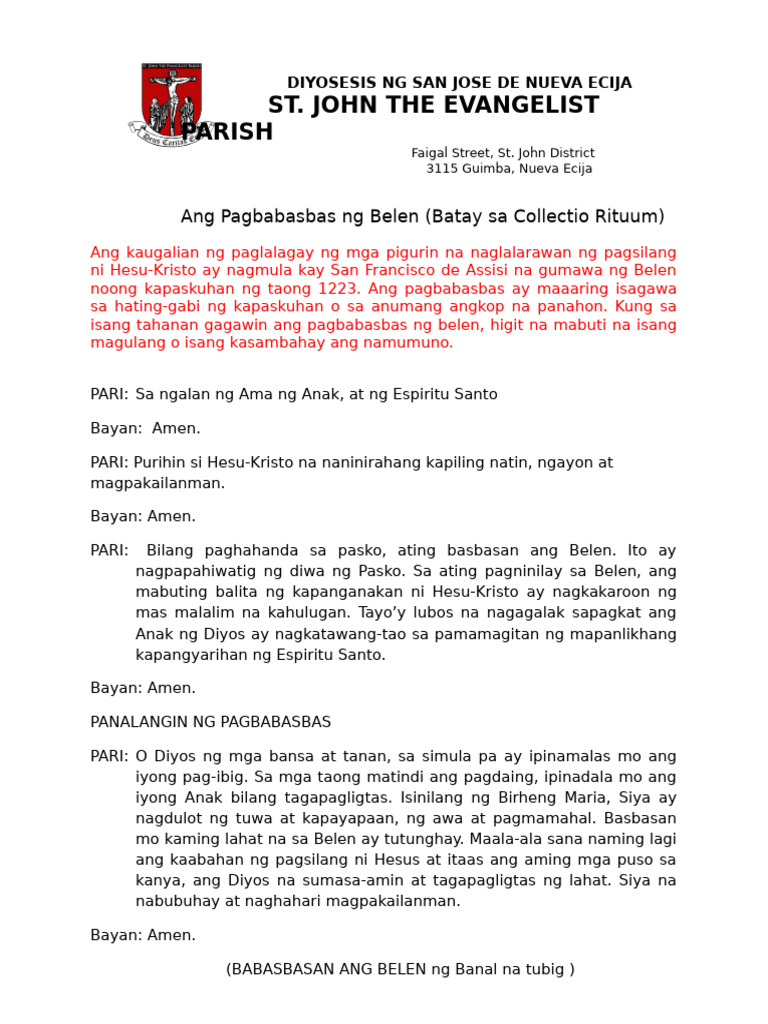 Pagbabasbas NG Belen | PDF