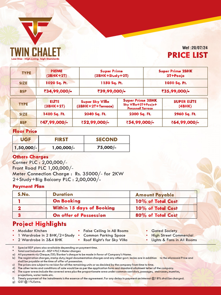 Twin Celestial Price List | PDF