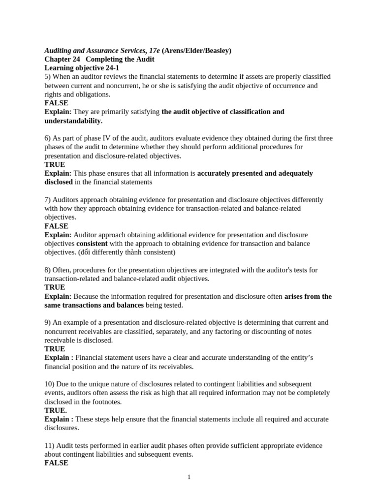 Chapter 24 - Questions | PDF | Audit | Financial Statement