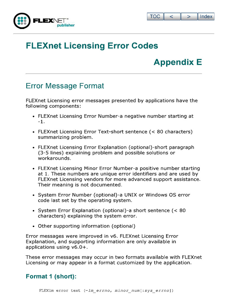 FLEXnet Licensing Error Codes | PDF