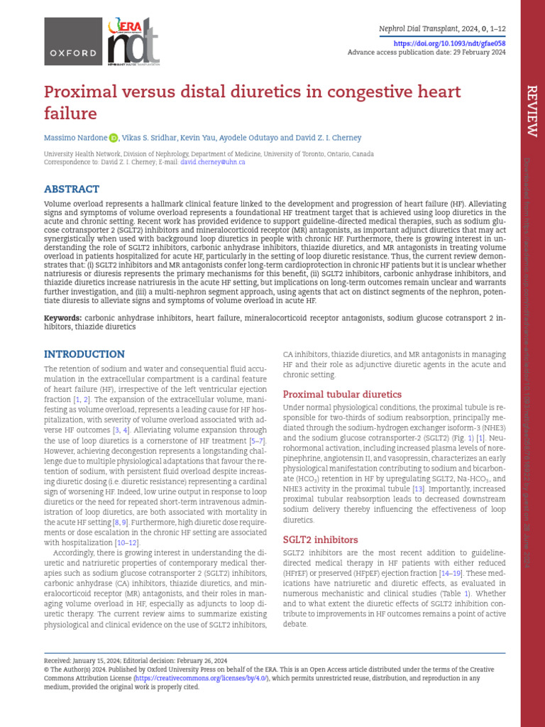 Diuretics in Heart Failure | PDF | Heart Failure | Medical Specialties