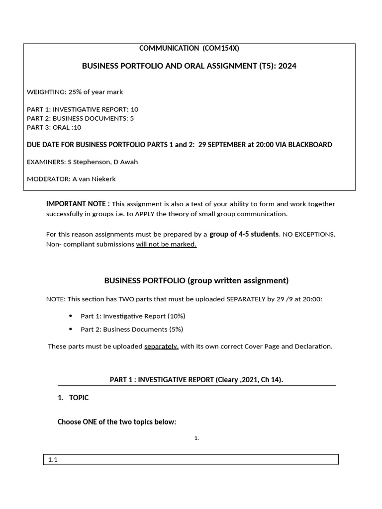 Business Portfolio Assignmnet ECP-2024 | PDF | Social Media | Popular ...