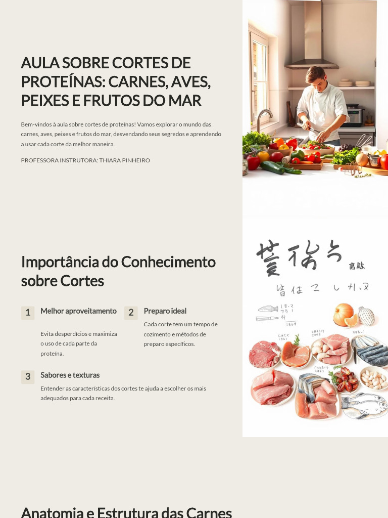 Cortes de Proteínas: Carnes e Aves | PDF | Fruto do mar | Carne