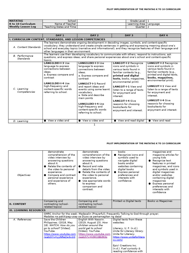 LE Q2W6 Language Redeveloped V2 | PDF | Vocabulary | Curriculum