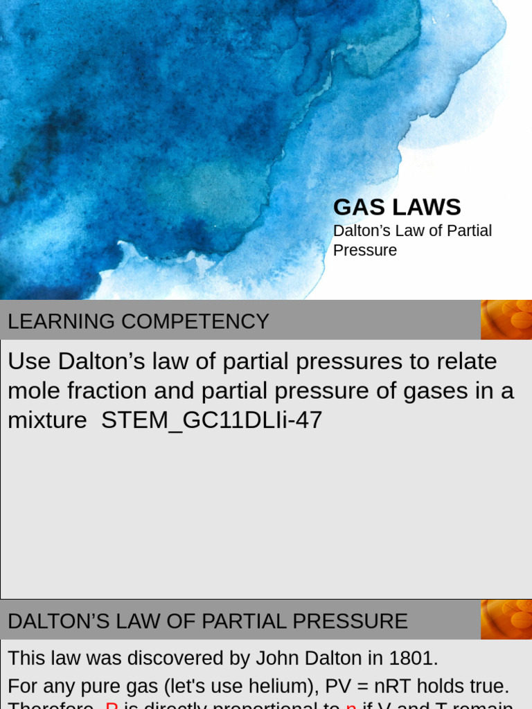 Daltons Law of Partial Pressure Edited | PDF | Gases | Mole (Unit)