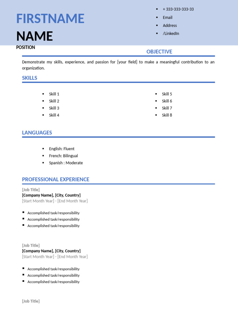 Canadian CV Template in English | PDF