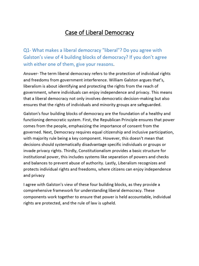 Case of Liberal Democracy | PDF | Democracy | Political Ideologies