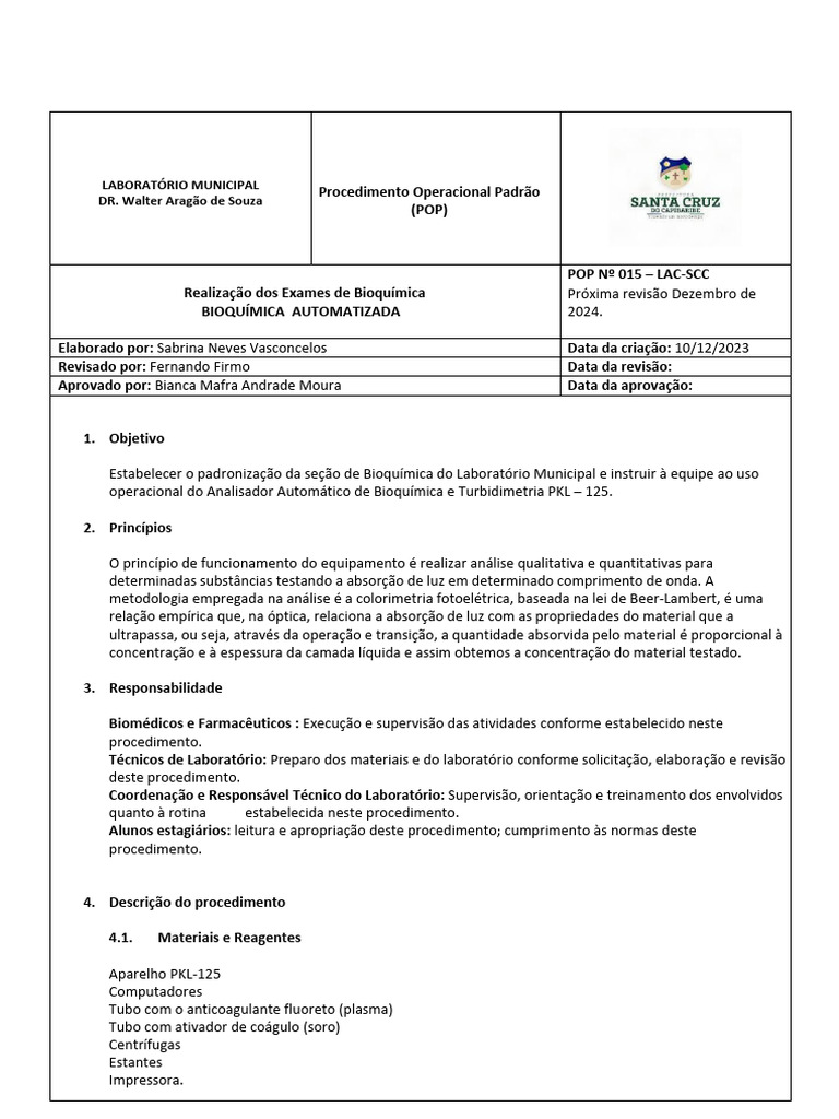 POP BIOQUÍMICA AUTOMATIZADAdocx PDF | PDF