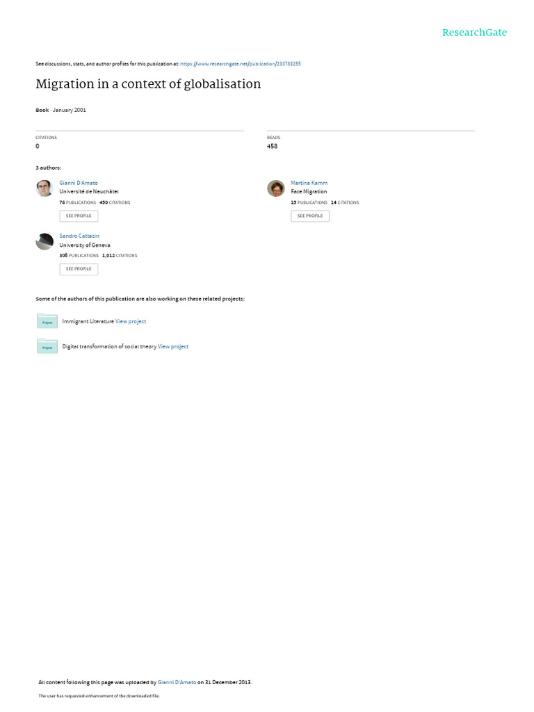 Migration - in - A - Context - of - Globalisation | PDF | Human Migration | Immigration