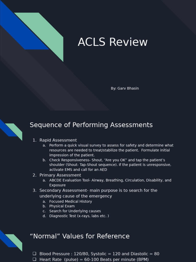 acls_review_slideshow | PDF | Heart | Cardiac Arrest