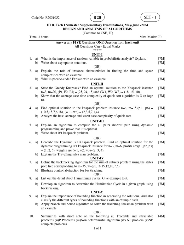 1731900076wpdm - DESIGN AND ANALYSIS OF ALGORITHMS MAY 2024 | PDF | Computational Complexity ...