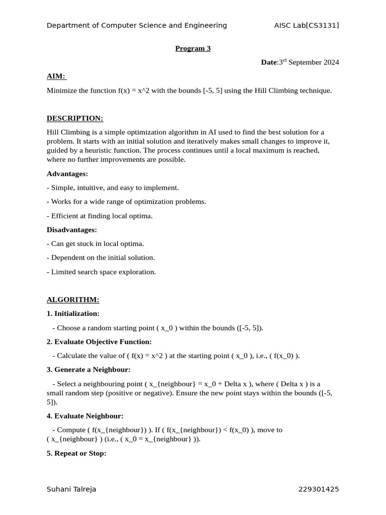hill_climbing | PDF | Mathematical Optimization | Algorithms