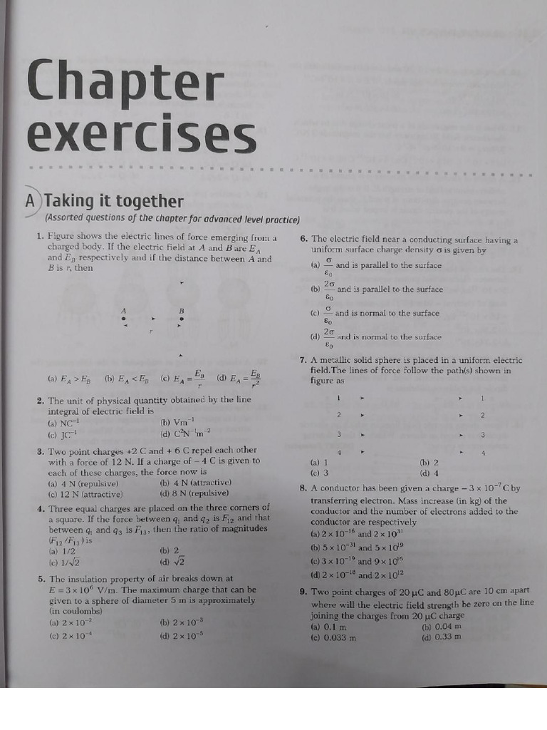 MCQ Electrostatics | PDF