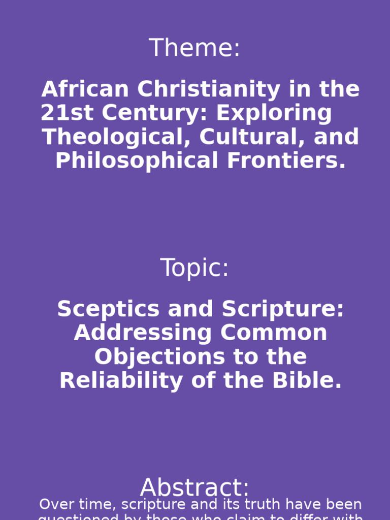 APOLOGETICS CONFERENCE DAY 1 - Skeptics and Scripture | PDF | Bible ...