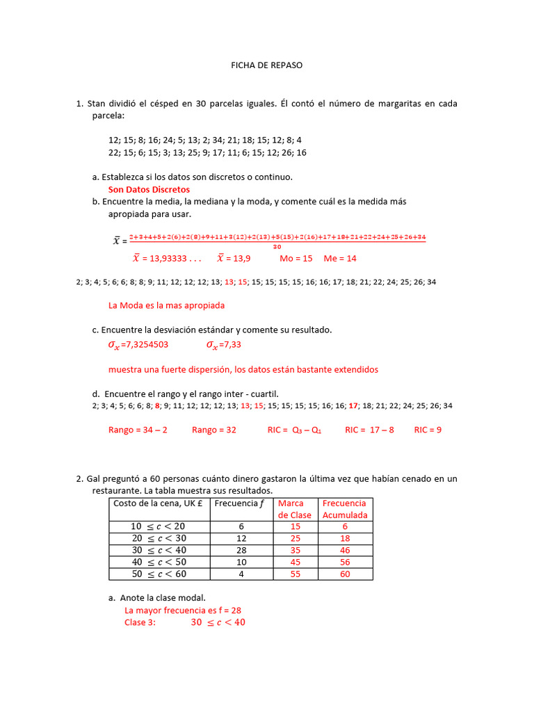 Ficha de Repaso 02 | PDF | Probabilidades y estadísticas | Teoría de la medida