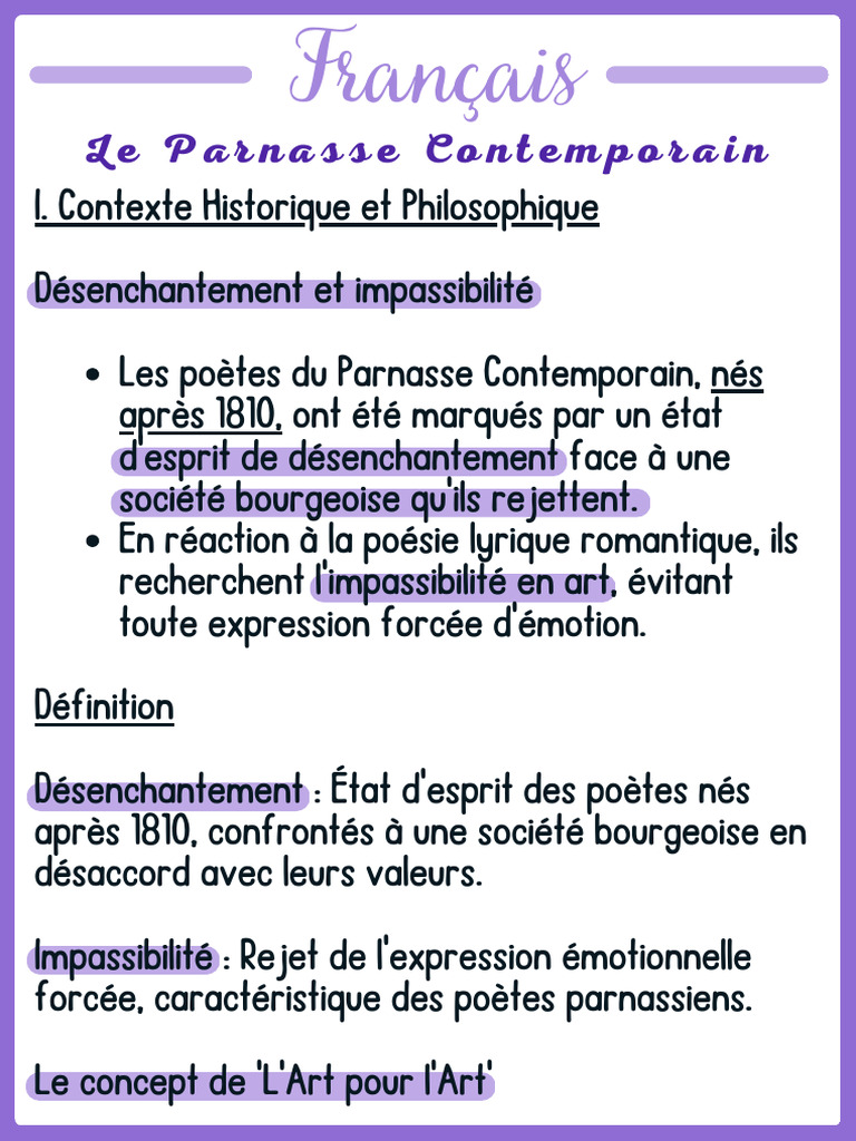 Le Parnasse Contemporain : Caractéristiques et Auteurs | PDF | Poésie