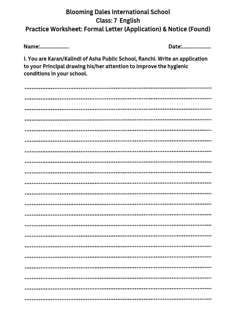 Class 7 English: Formal Letters & Notices | PDF