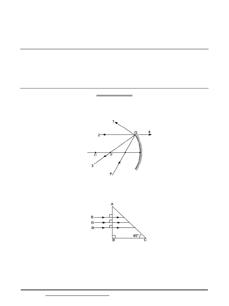 Ray Optics Practice Paper Class 12 | PDF | Refractive Index | Optics