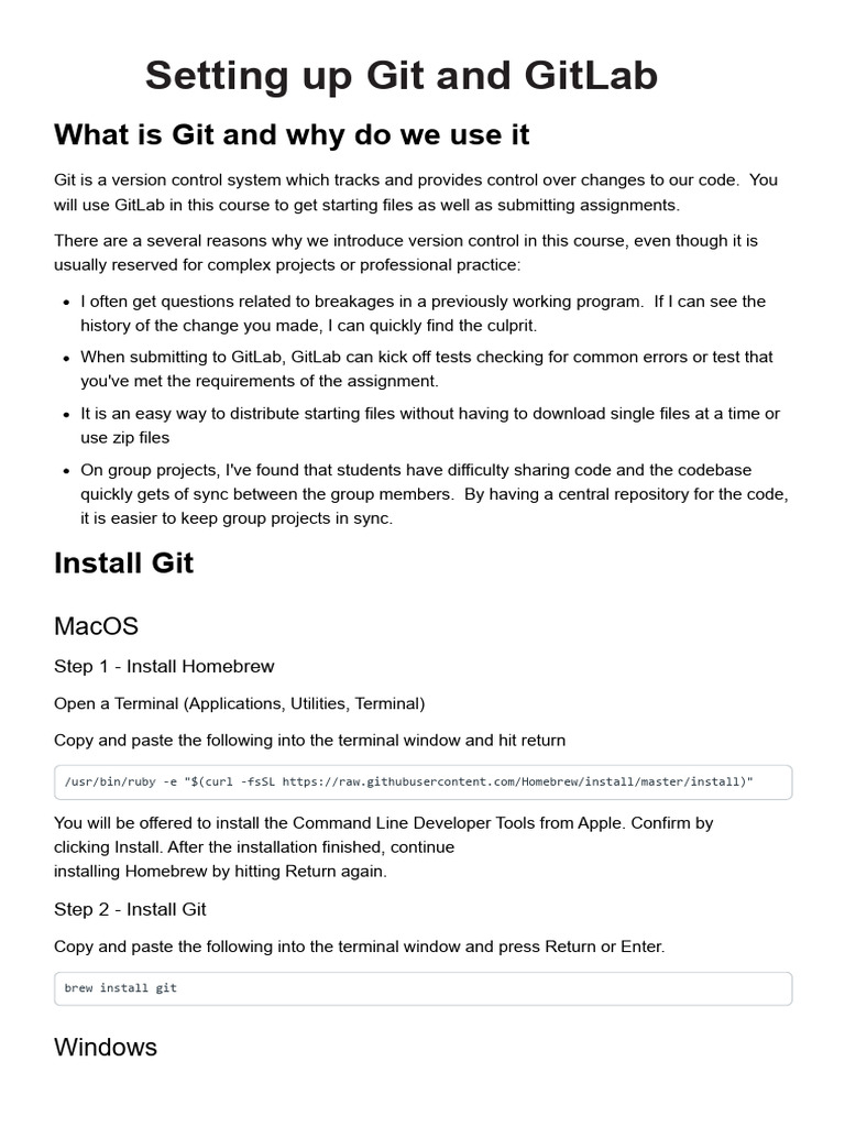 Setting Up Git and GitLab - CSE252 A | PDF | Version Control | Secure Shell