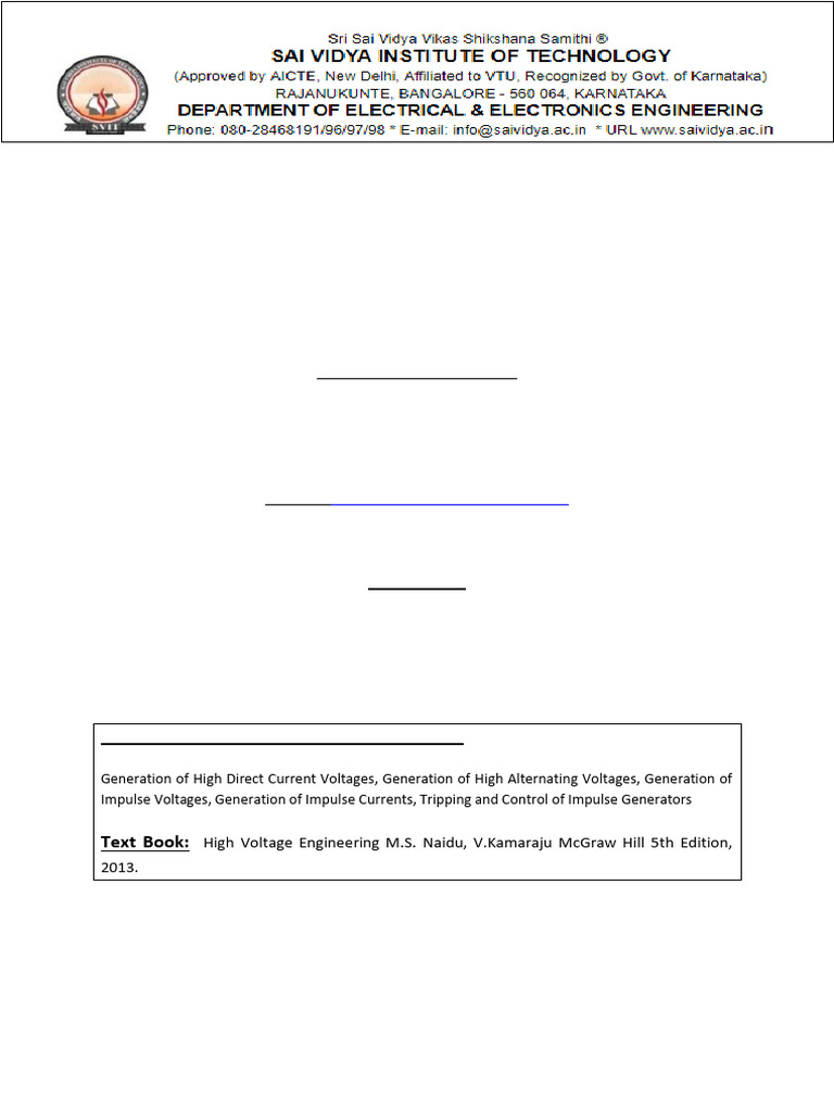 High Voltage Generation Basics | PDF | Electricity | Electrical Engineering