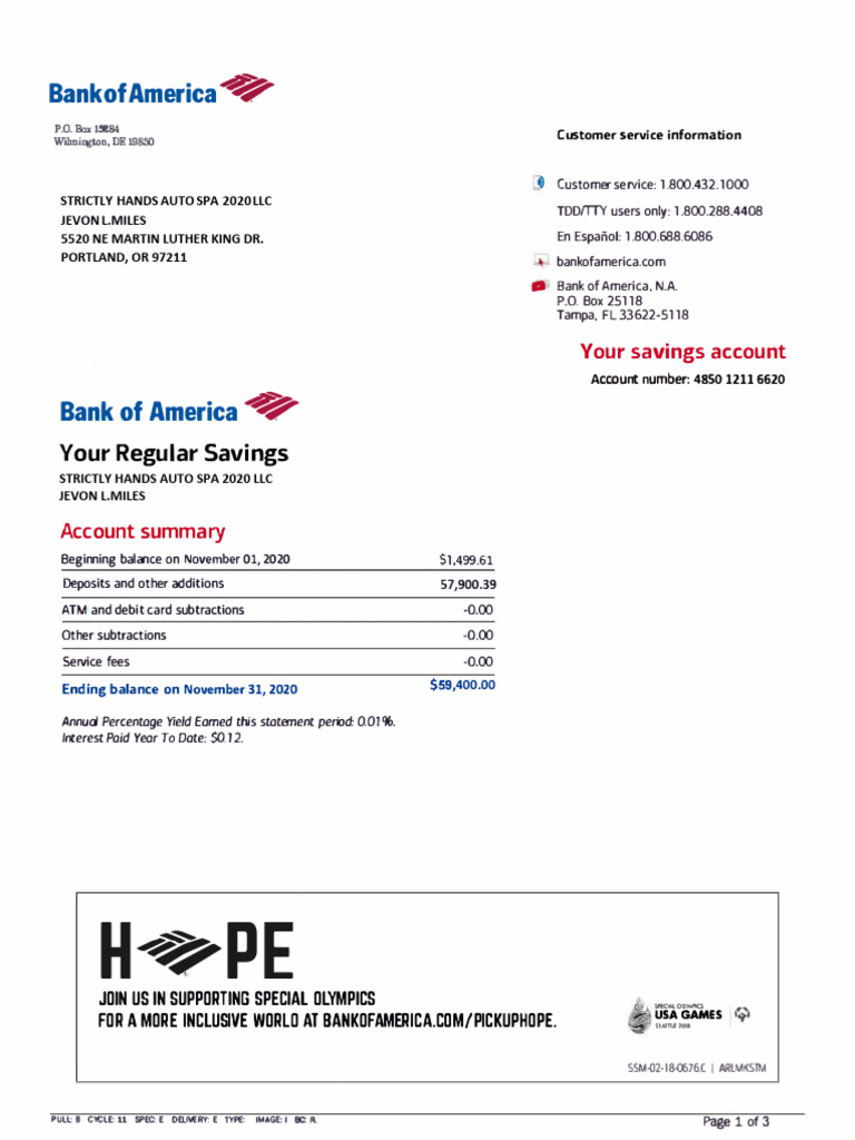 November 31 - BOFA-11-2-STATEMENT | PDF | Deposit Account | Banks