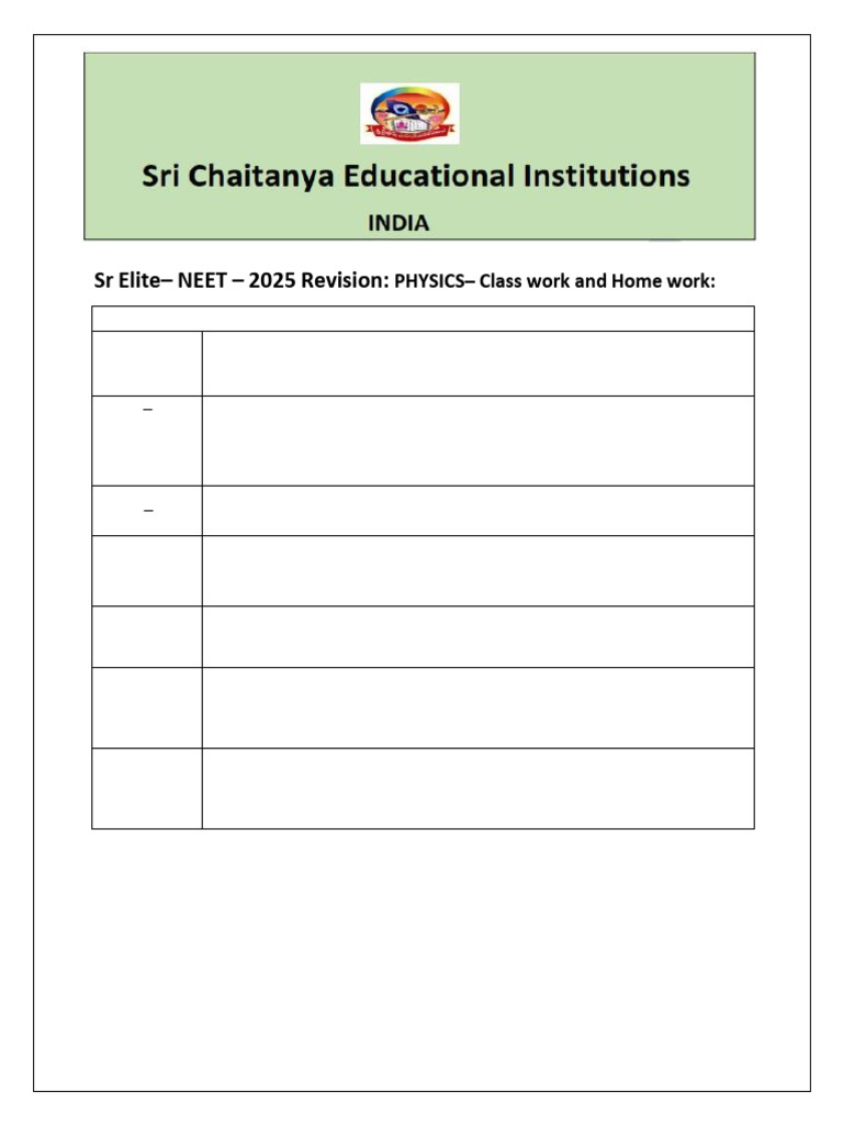 SR ELITE Physics Track - 1 & 2 for MT-14 CW and HW | PDF | Physics ...